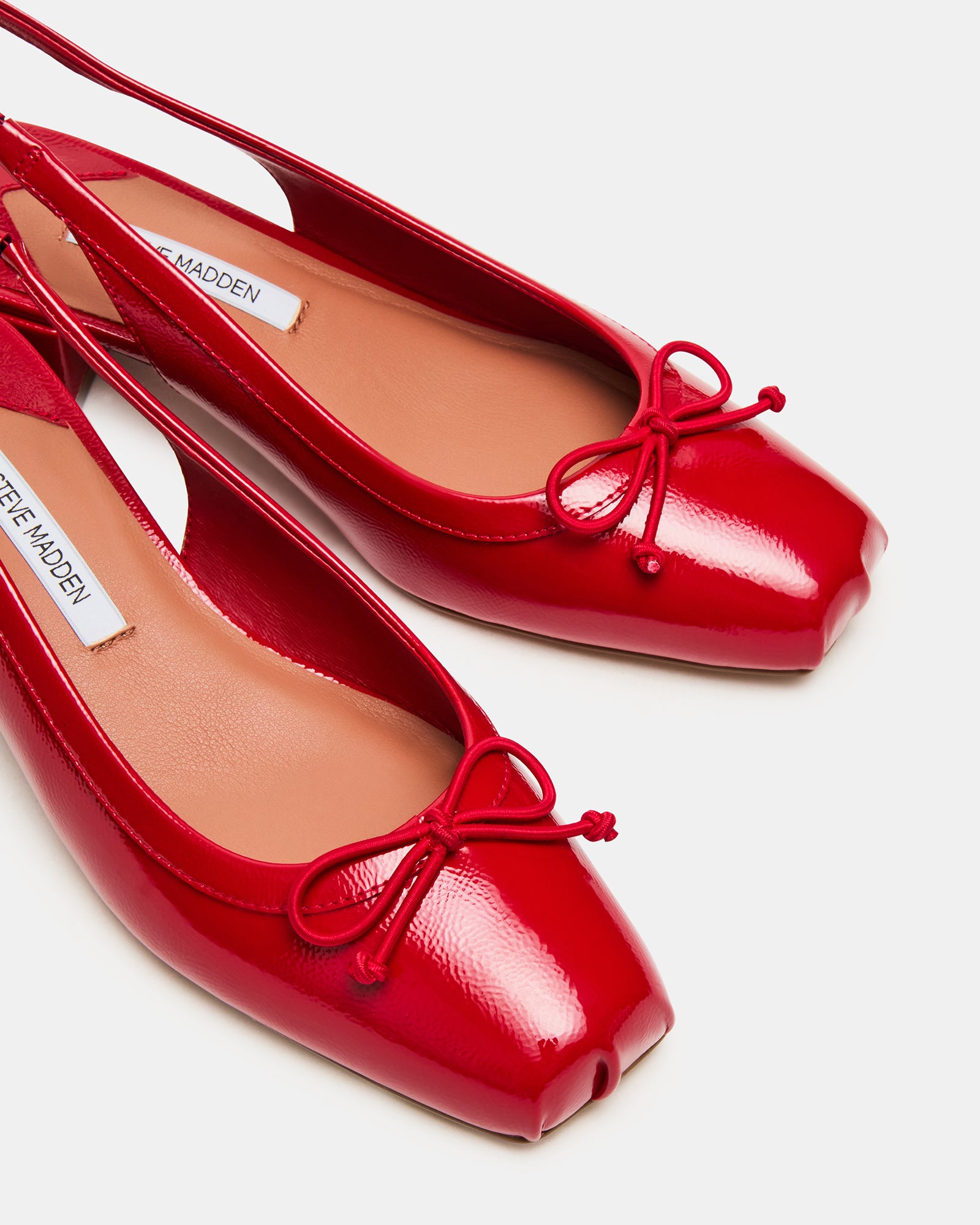 LOVED Red Crinkle Patent Square-Toe Slingback Ballet Women's Heel ...