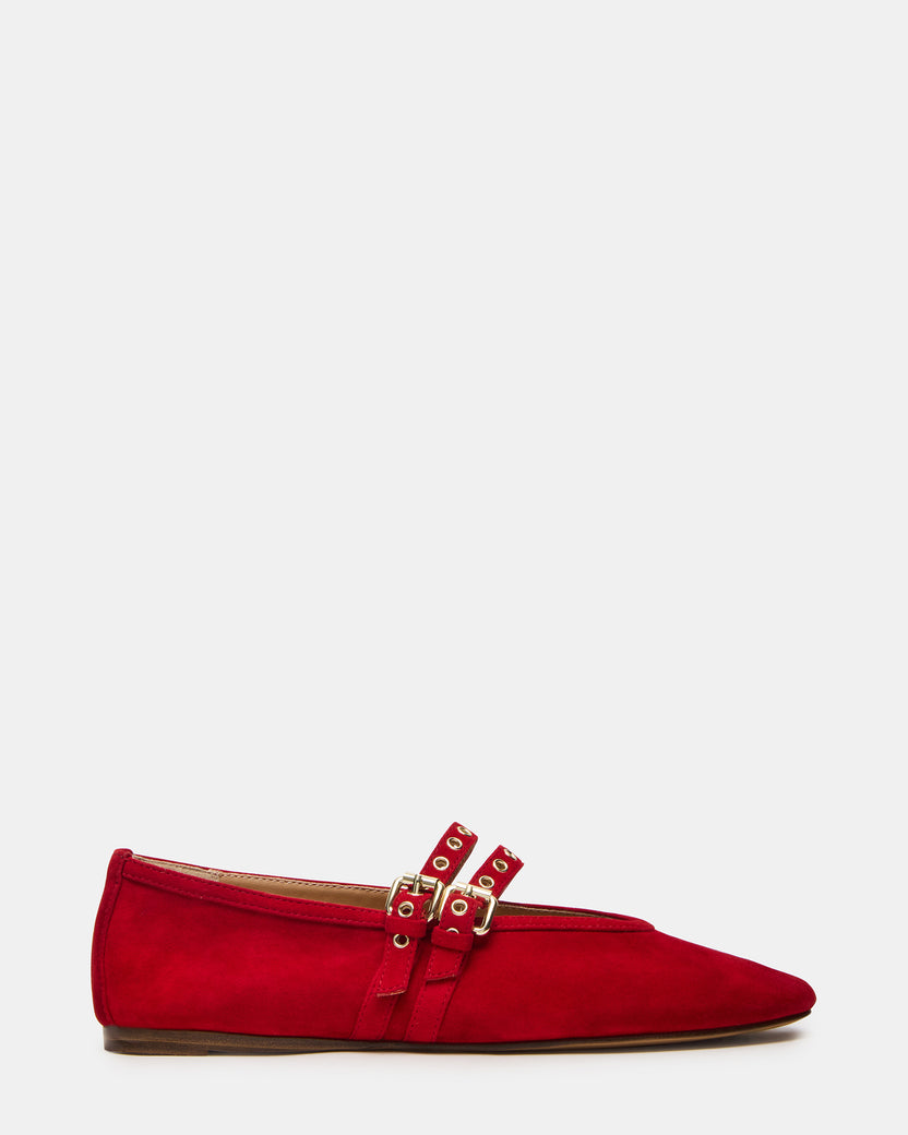 LYDIA Red Suede Square-Toe Mary Jane Ballet Women's Flat – Steve Madden