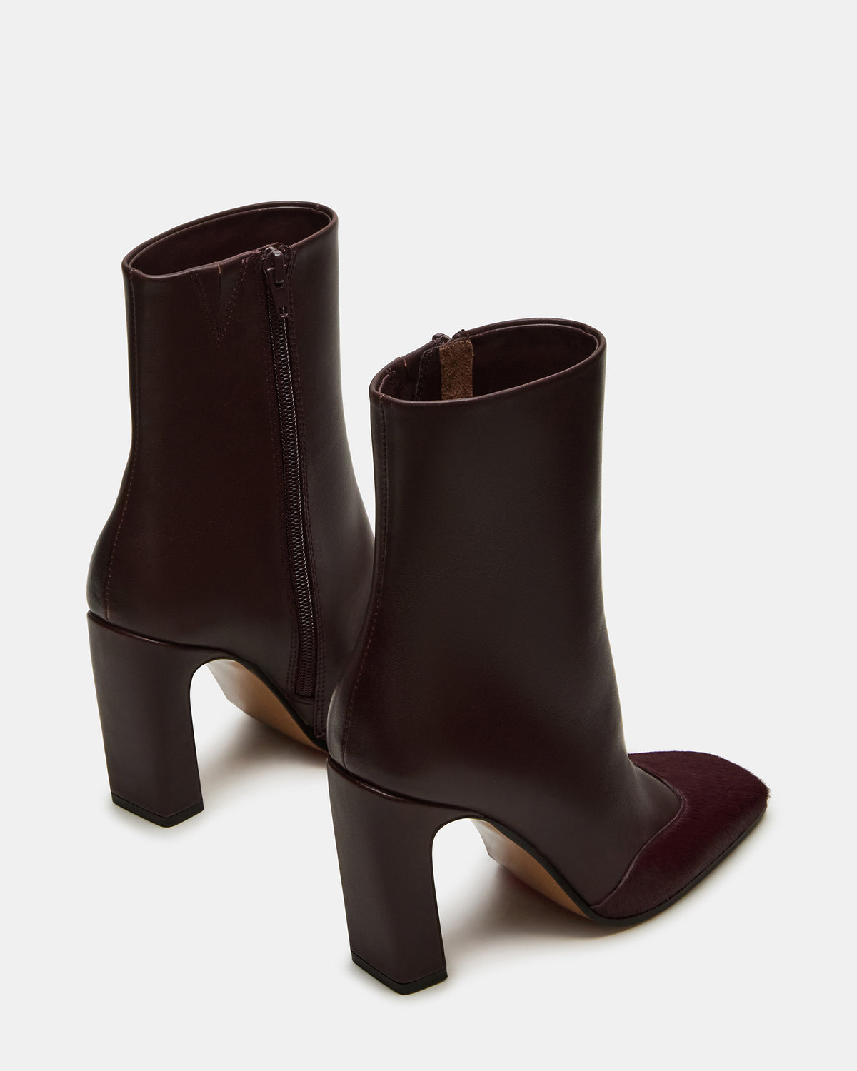 LYLE Burgundy Leather Square-Toe Heeled Women's Ankle Boot – Steve Madden