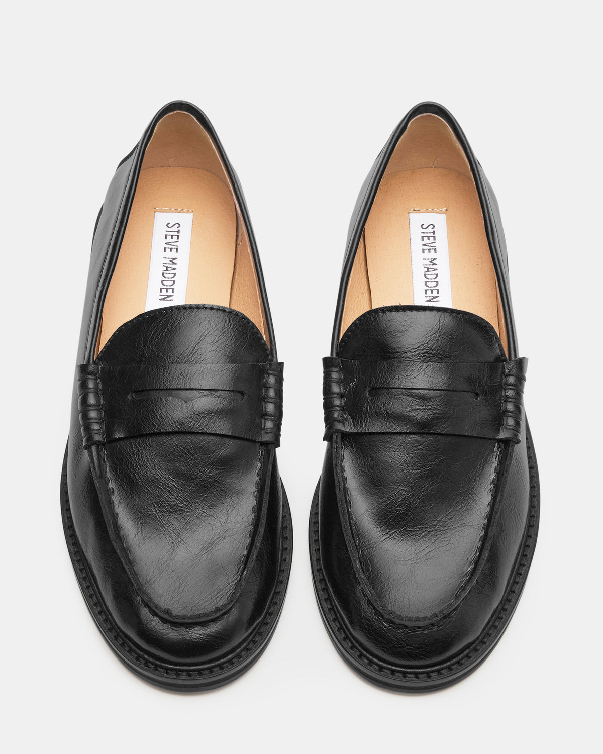MADISON Black Leather Women's Penny Loafer – Steve Madden