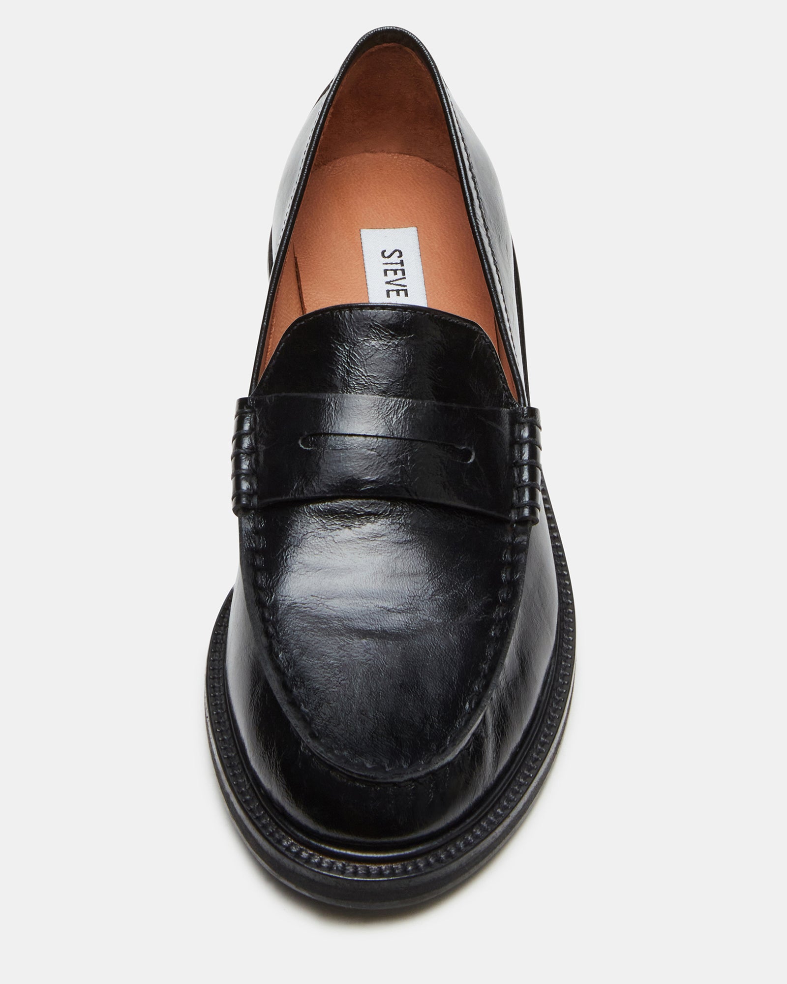 MADISON Black Leather Penny Loafer | Women's Loafers – Steve Madden