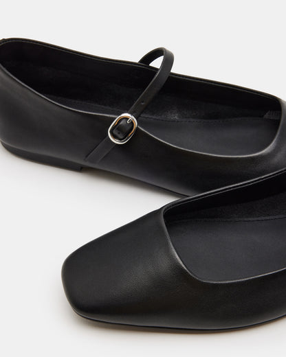 MAPLE Black Leather Mary Jane Ballet Flat | Women's Flats – Steve Madden