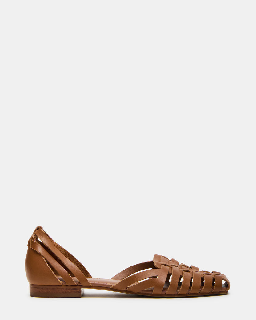 MEDLIN Tan Leather Square-Toe Fisherman Women's Flat – Steve Madden