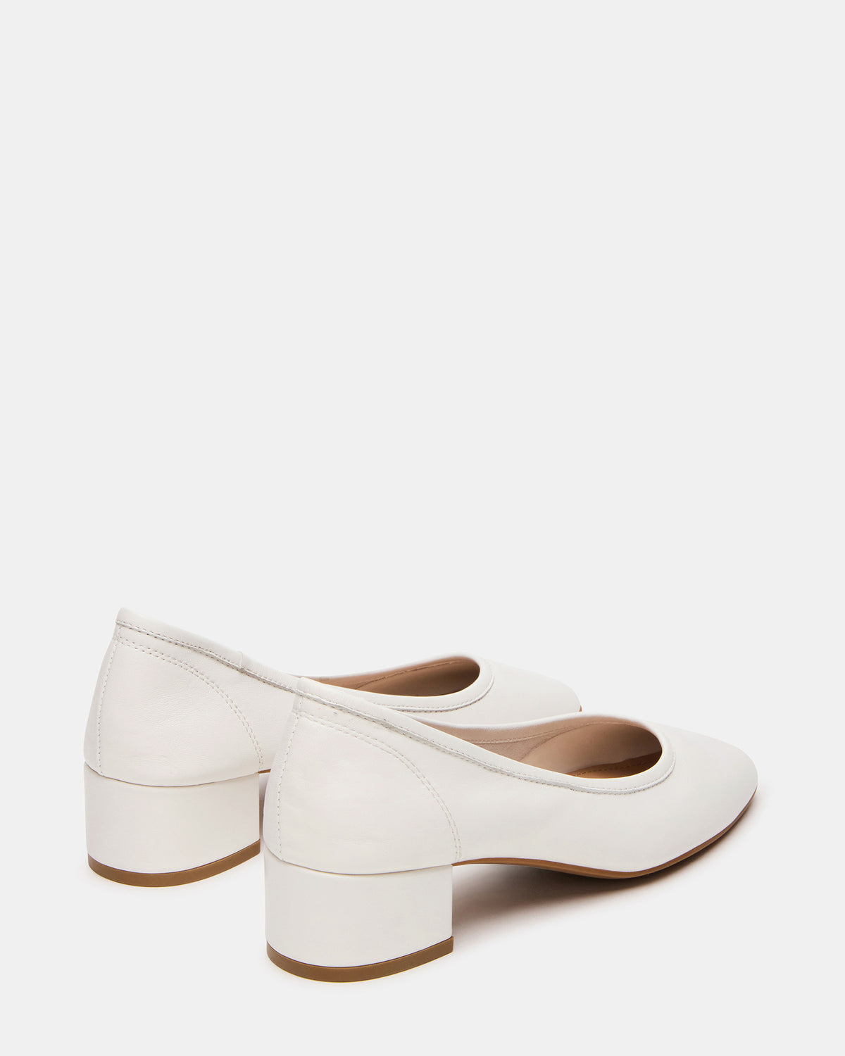 MOLLIE White Leather Ballet Women's Block Heels – Steve Madden