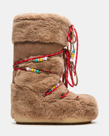 MOUSSE Taupe Faux Fur Lace-Up Chunky Women's Boot – Steve Madden