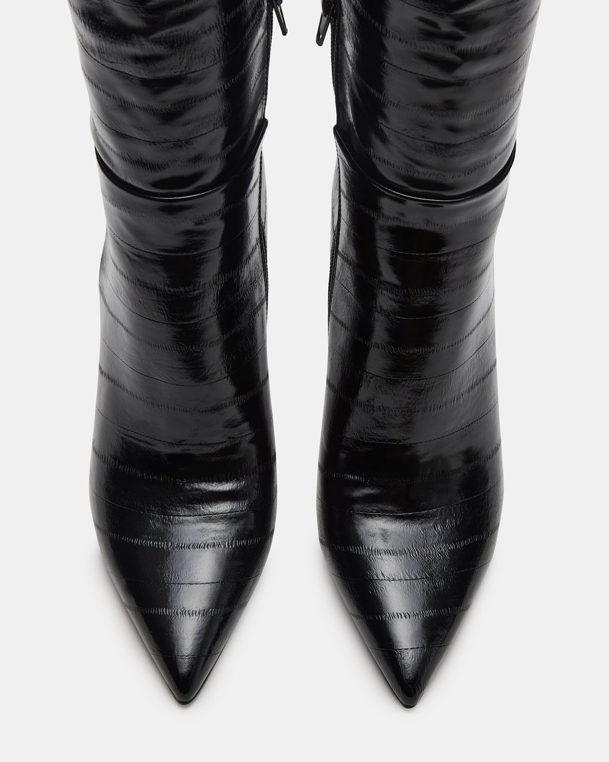 NITRO Black Eel Pointed-Toe Stiletto Heel Knee-High Women's Boots ...