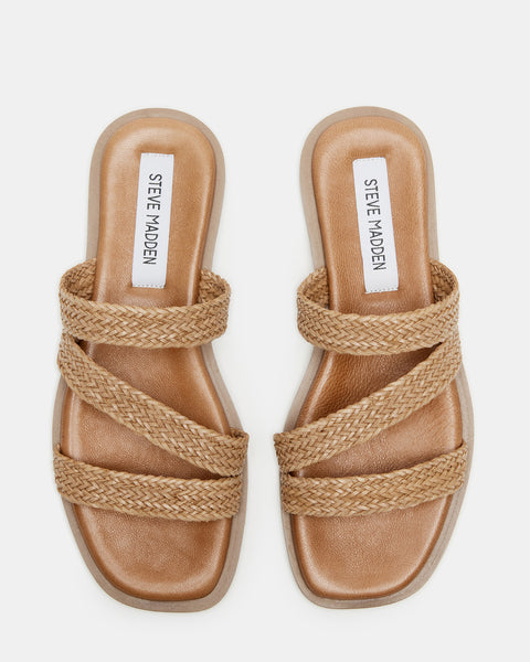 PARKLEY Natural Square Toe Strappy Slide | Women's Sandals – Steve Madden