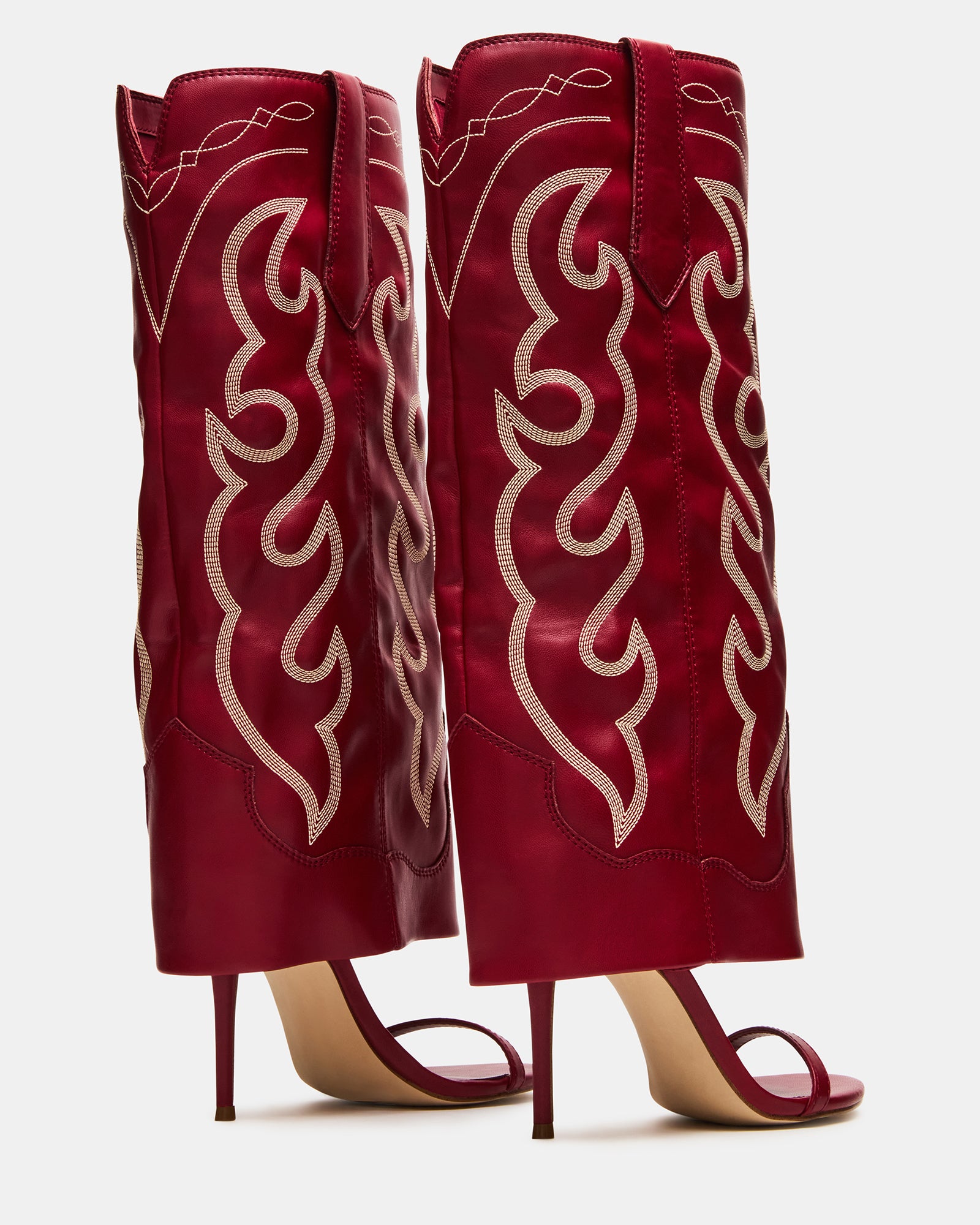 RAVINE Western Red Knee-High Cuffed Stiletto Heel Women's Boot – Steve Madden