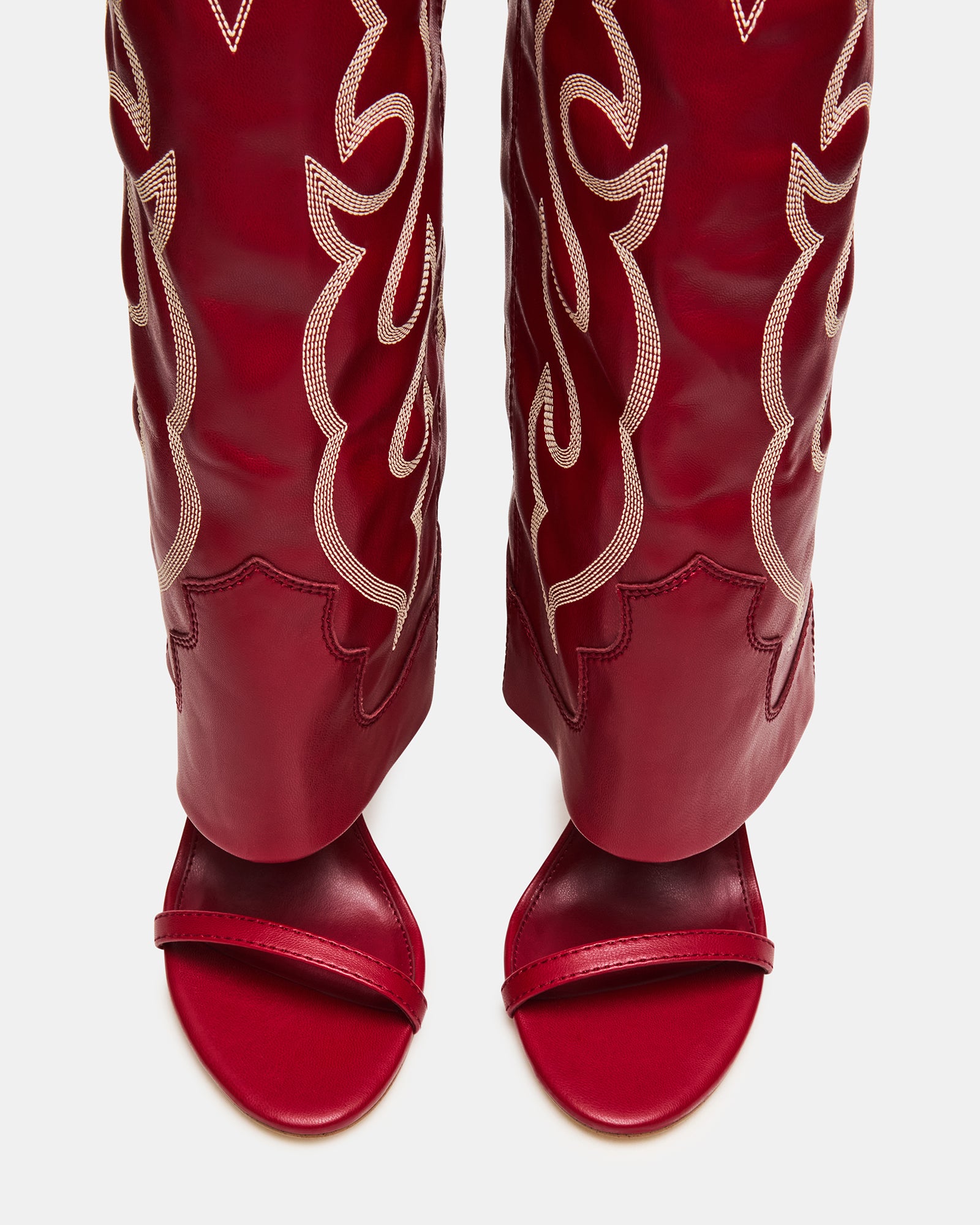 RAVINE Western Red Knee-High Cuffed Stiletto Heel Women's Boot – Steve Madden