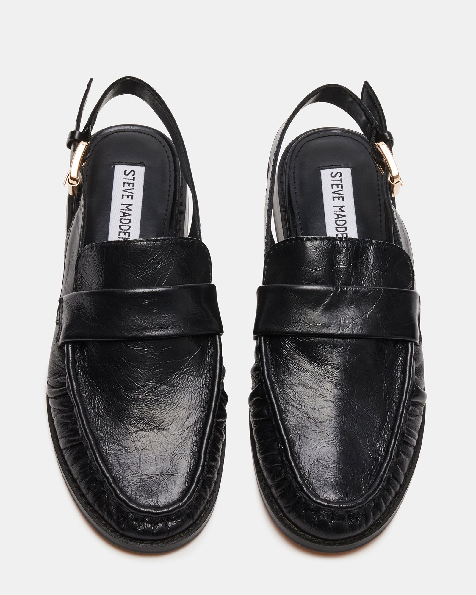 REEVES Black Leather Slingback Tailored Loafer | Women's Loafers ...