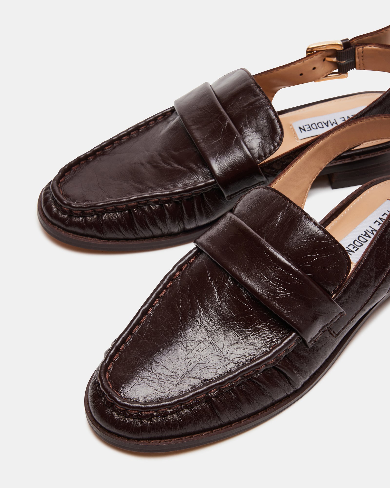 REEVES Brown Leather Slingback Tailored Loafer | Women's Loafers ...