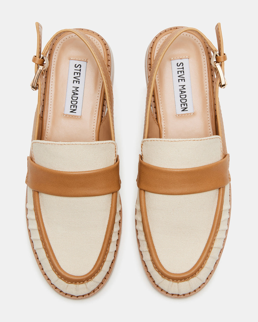 REEVES Natural Linen Slingback Tailored Loafer | Women's Loafers ...