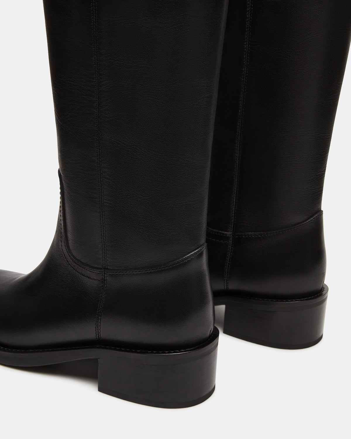 RIGGS Black Leather Square-Toe Women's Boot – Steve Madden