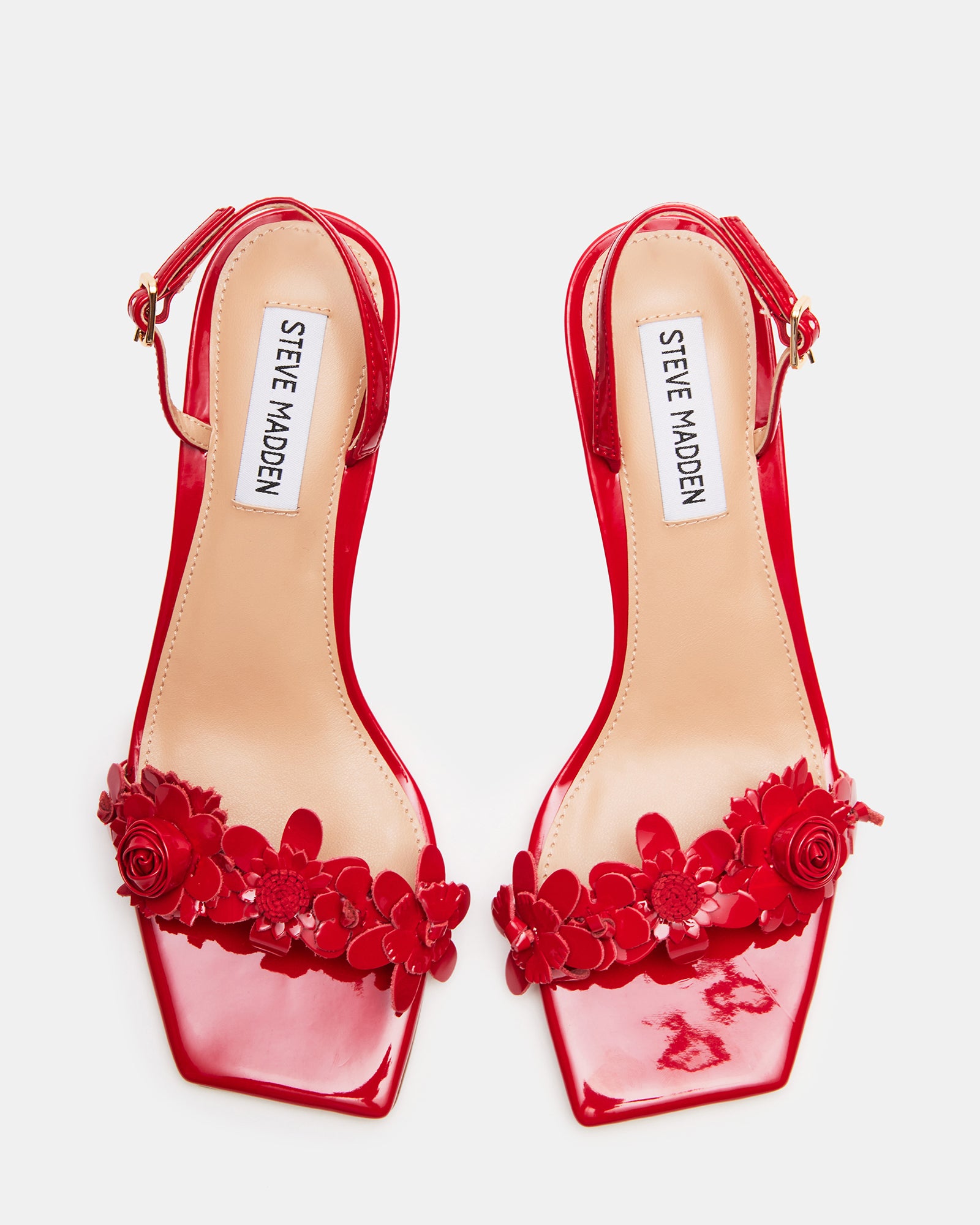 ROSALEA Red Patent 3D Floral Kitten Heel Slingback | Women's Heels ...