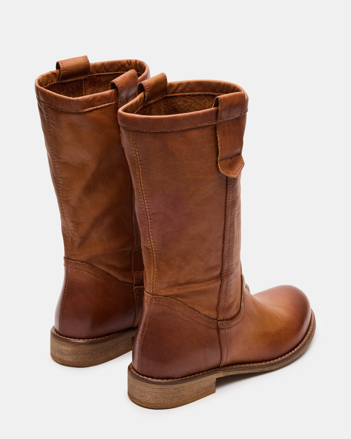 RUBEN Cognac Leather Rounded Toe Women's Boot – Steve Madden