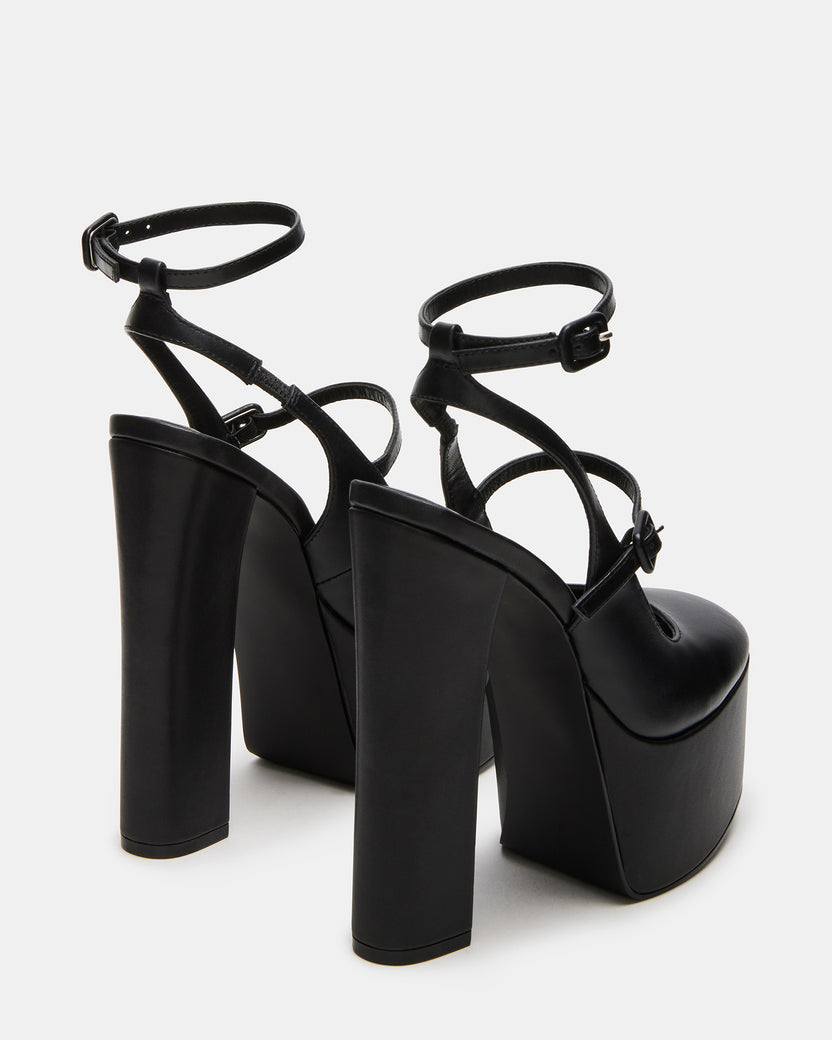 SCOTLYN Black Leather Women's Platform Block Heel – Steve Madden