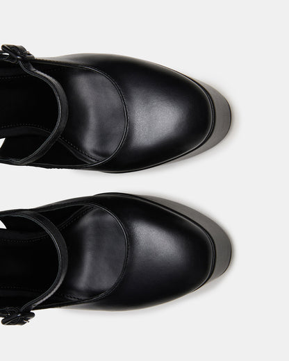 SCOTLYN Black Leather Platform Block Heel | Women's Heels – Steve Madden