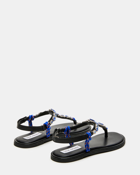 SOLITA Blue Multi Rhinestone Ornament Thong Sandal | Women's Sandals ...