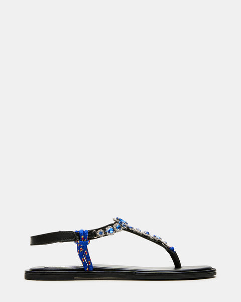 SOLITA Blue Multi Rhinestone Ornament Thong Sandal | Women's Sandals ...