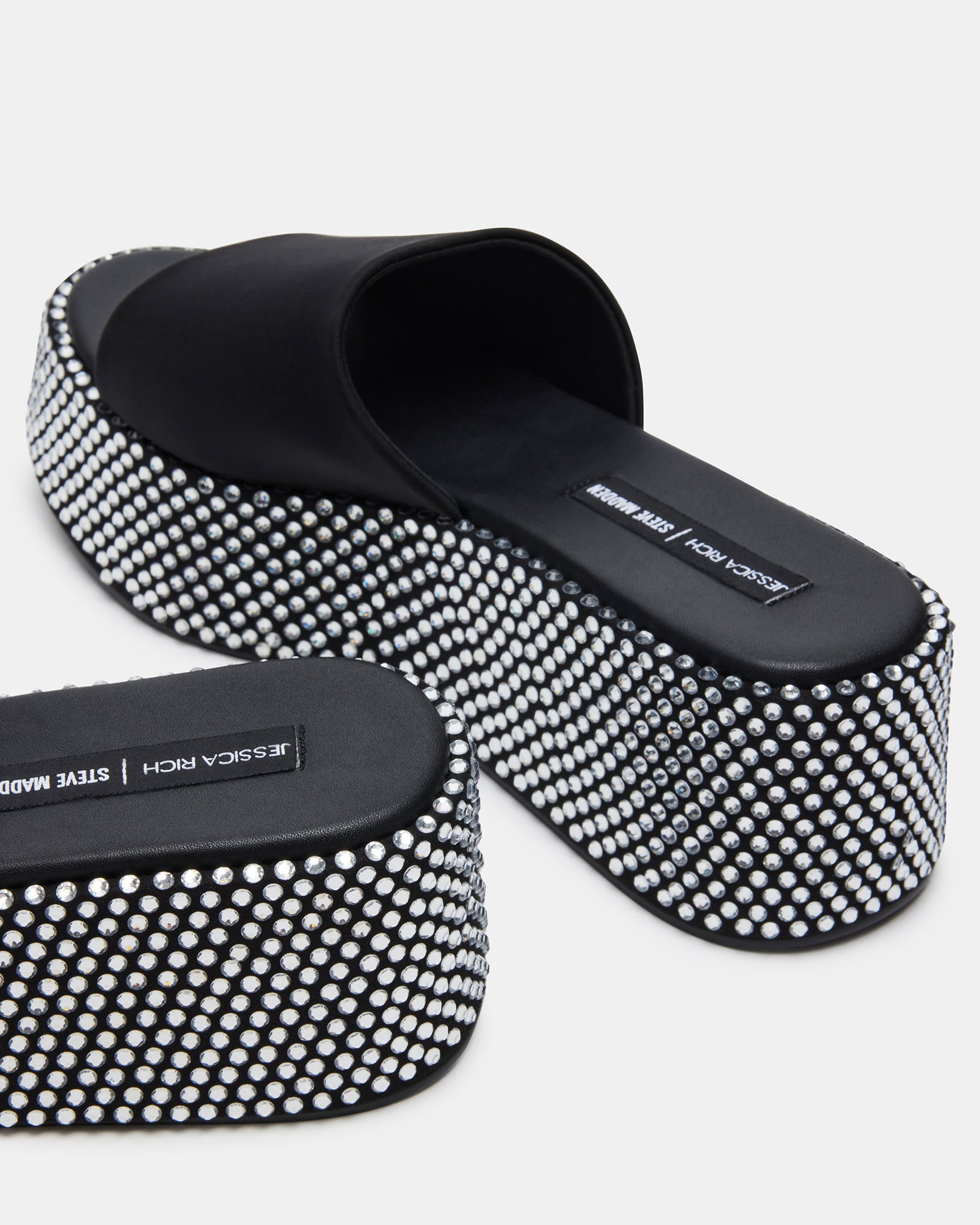 STARDUST Black Multi Rhinestone Platform Slide Sandal | Jessica Rich x ...