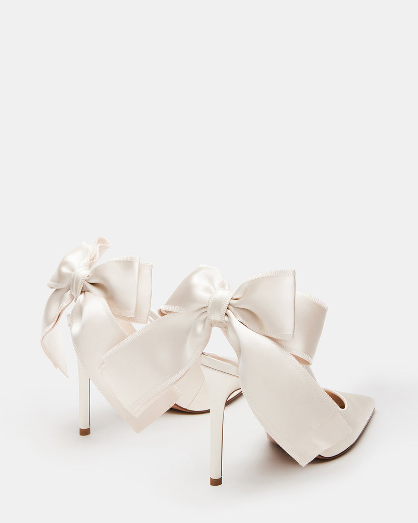 TEACUP Ivory Satin Women's Pointed-Toe Slingback Heel – Steve Madden