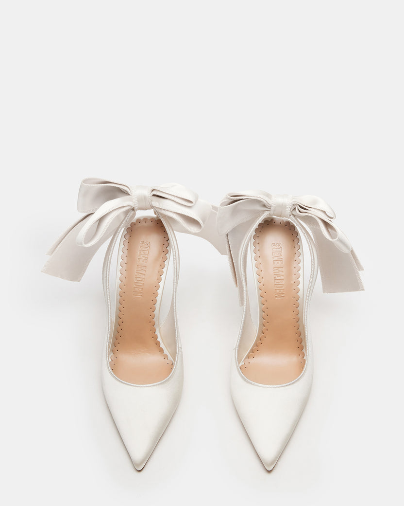 TEACUP Ivory Satin Women's Pointed-Toe Slingback Heel – Steve Madden