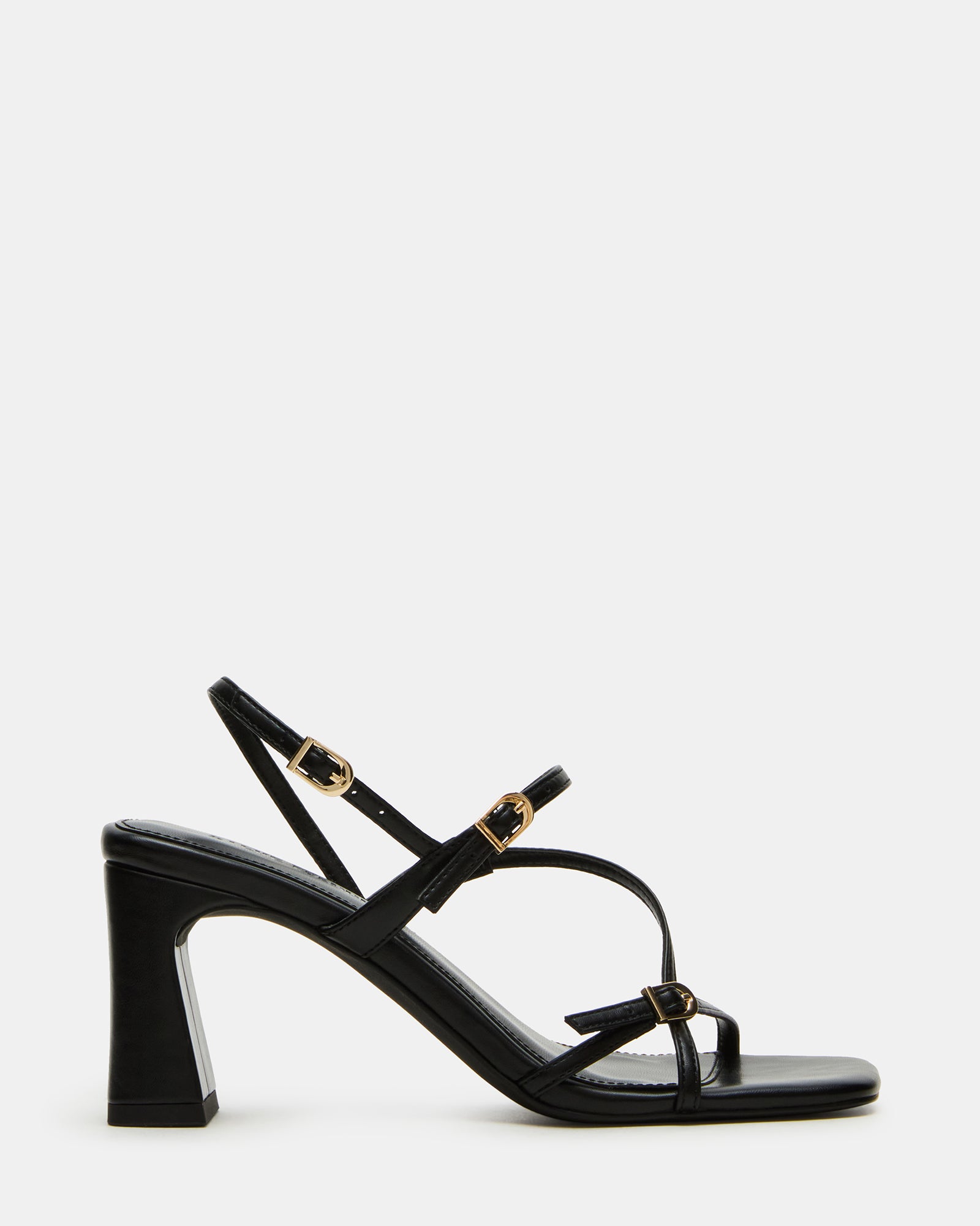 VANTAGE Black Women's Square-Toe Strappy Slingback Heel – Steve Madden