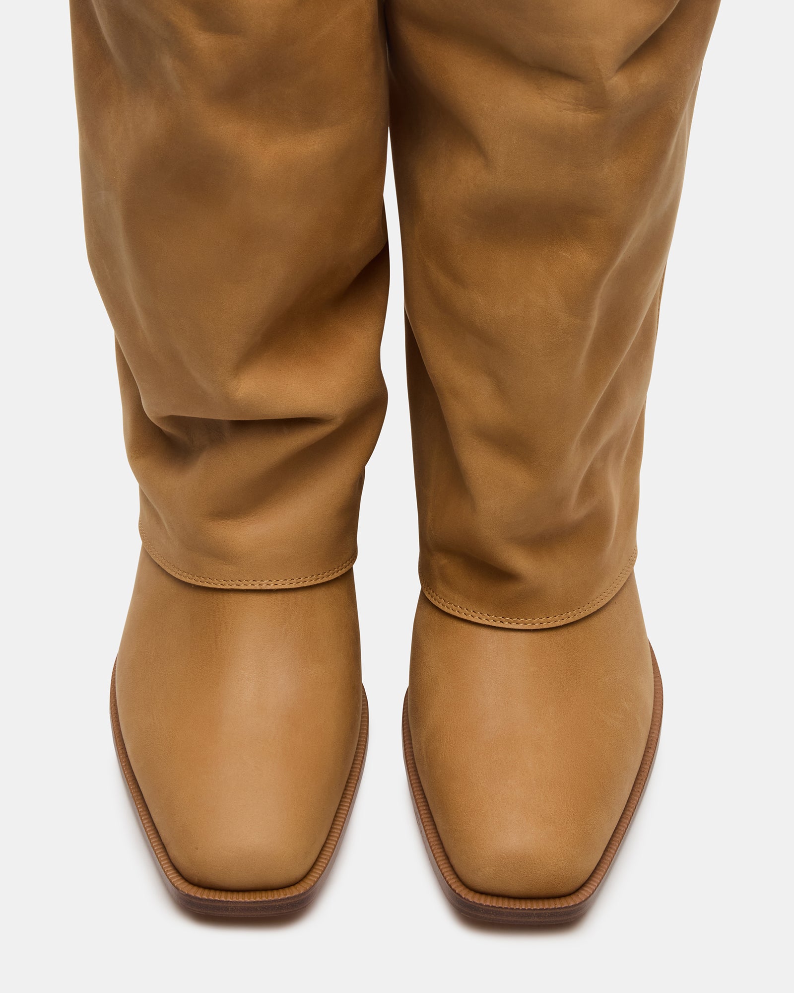 WINNICK Banana Leather Knee-High Cuffed Fold-Over Block Heel Women's Boot – Steve Madden