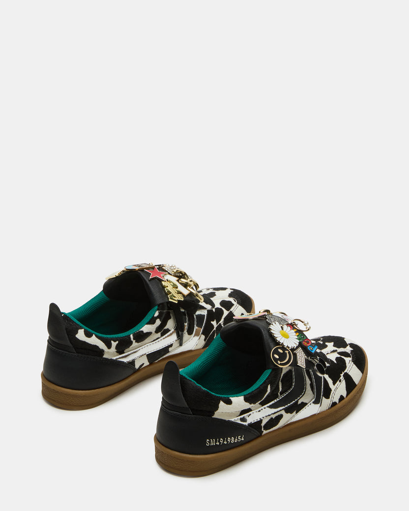 WYATT Black Cow Print Lace-Up Low-Top Pin Women's Sneaker – Steve Madden