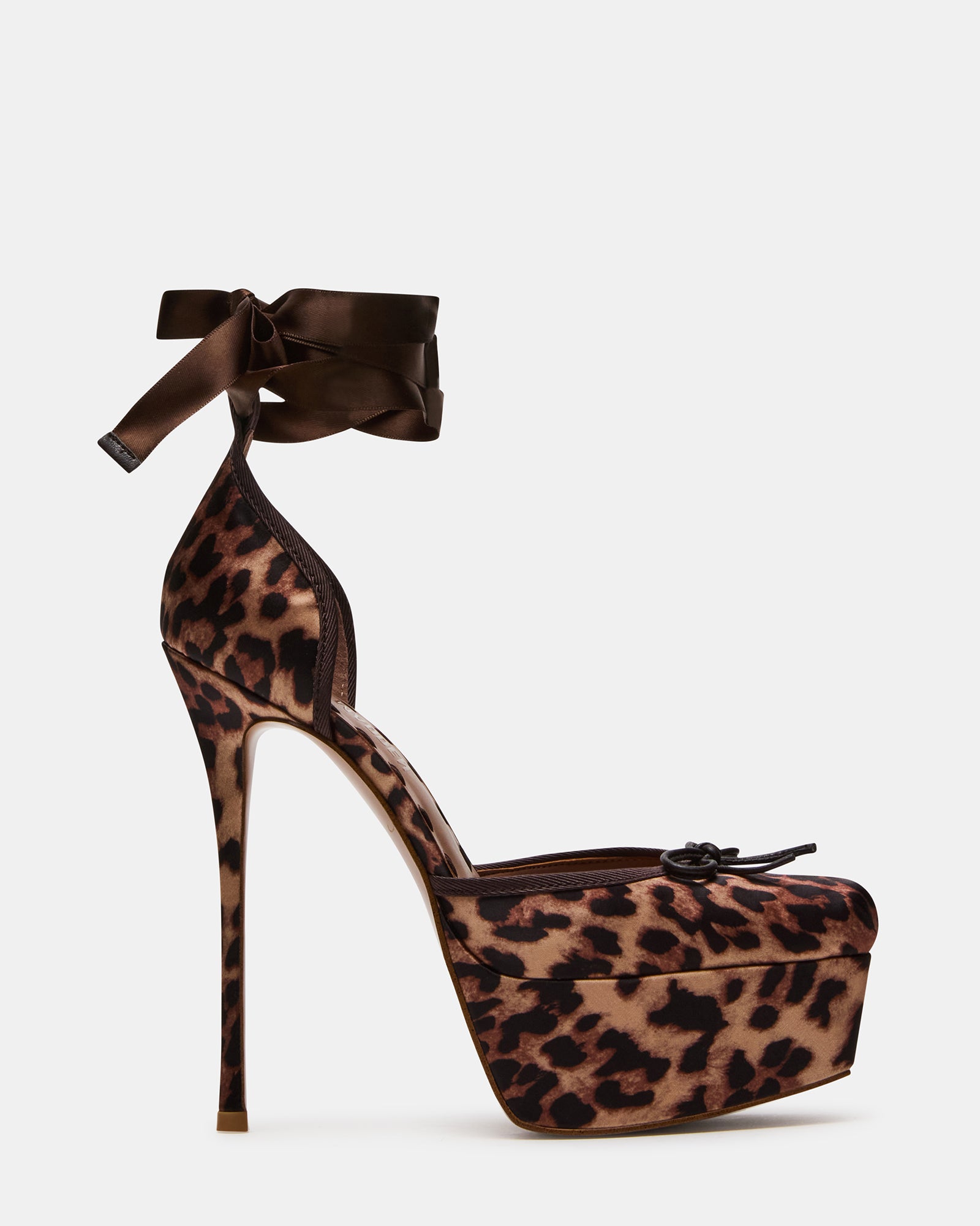LISTEN Leopard Satin Stiletto Pump Lace-Up Women's Heel – Steve Madden