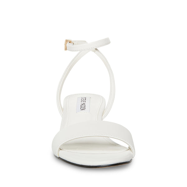 NORA White Leather Block Heel Sandal | Women's Sandals – Steve Madden